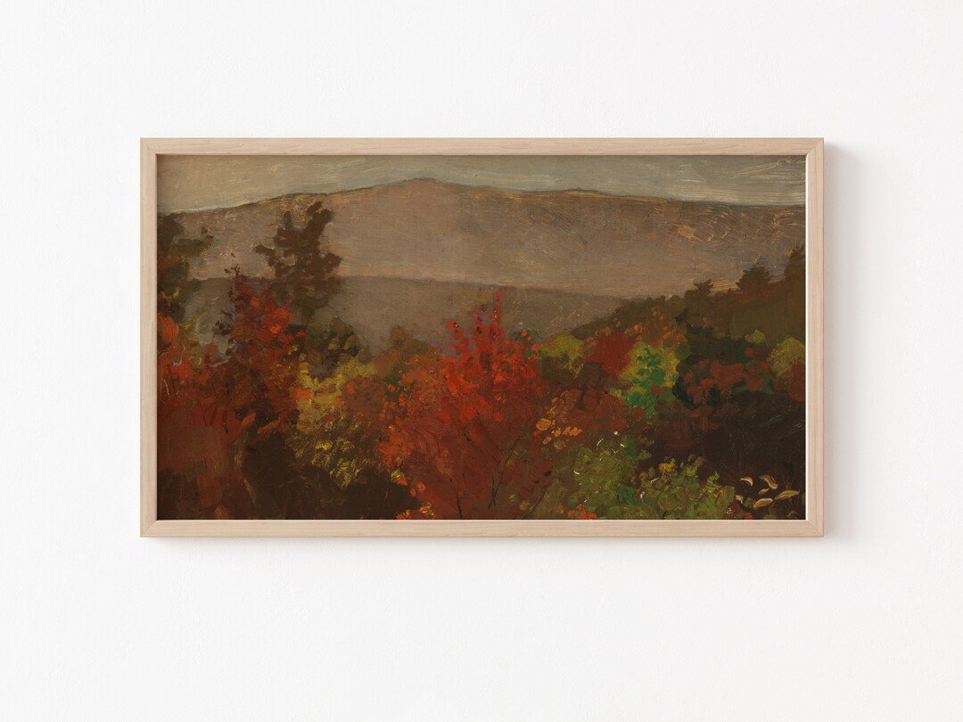 Fall Frame TV Art File, Vintage Landcape Painting, Fall Trees, Frame TV ...