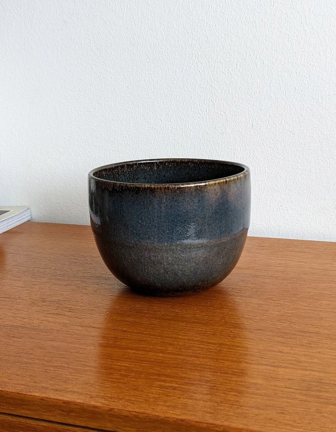Stig Lindberg Unique BOWL Nuanced BLUE Bronze Spotted Salt Glaze ...