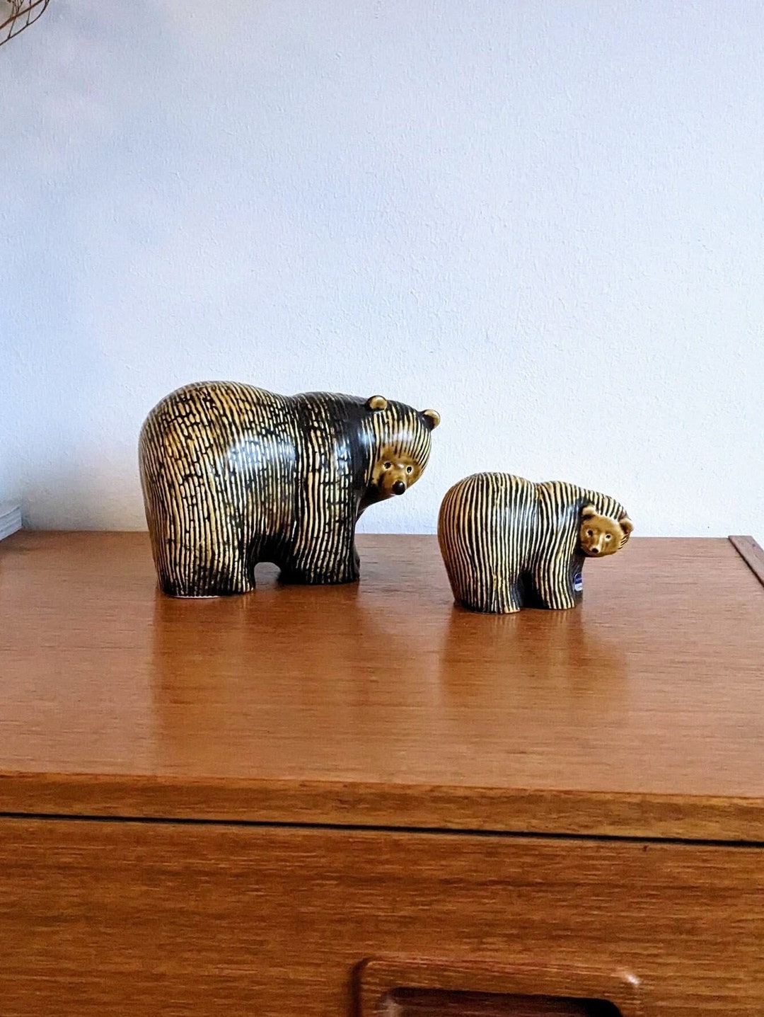 Vintage PAIR Lisa Larson Midi Small Bumpy Bear Gustavsberg Skansen/nordic Zoo Series MCM 16 Cm 9 ...