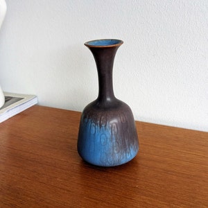 Gunnar Nylund ARI Vase Beautiful BLUE Brown Hare's Glazed Vintage ...