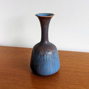 Gunnar Nylund ARI Vase Beautiful BLUE Brown Hare's Glazed Vintage ...