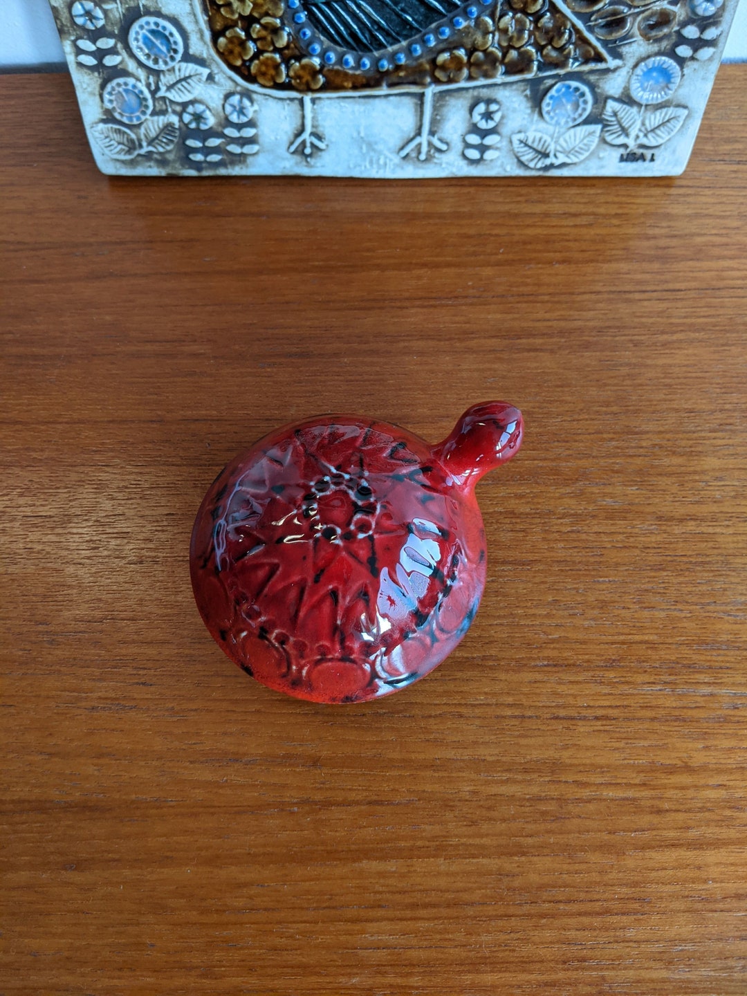 Vintage Lisa Larson RED Turtle sköldpadda Figurine Gustavsberg Larger ...