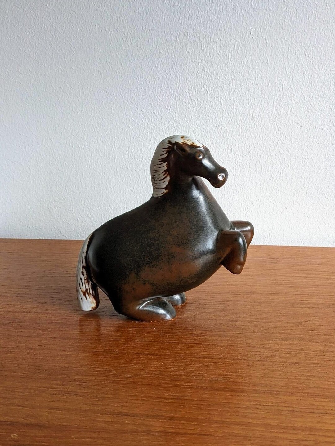 Vintage Standing Stig Lindberg HORSE häst Figurine Gustavsberg Brown ...