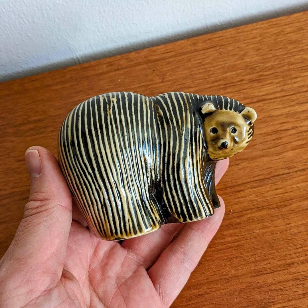 Lisa Larson Small Striped Bumpy BEAR - Vintage Gustavsberg - Skansen Nordic Zoo 1970s MCM ...