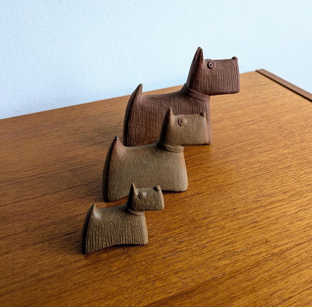 RARE Set of 3 Stig Lindberg Skotte Dogs - Vintage Gustavsberg Scottie ...