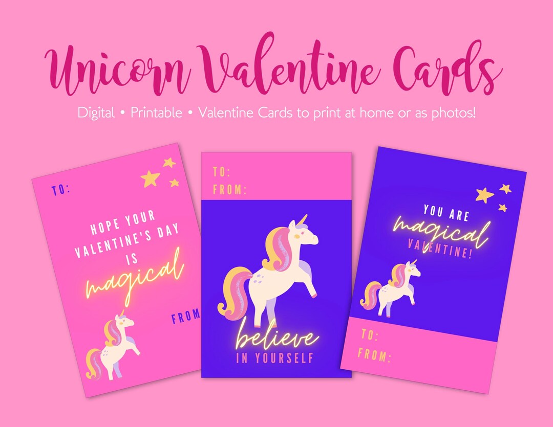 Unicorn Valentines Day Card for Kids I Valentines Cards for School I ...