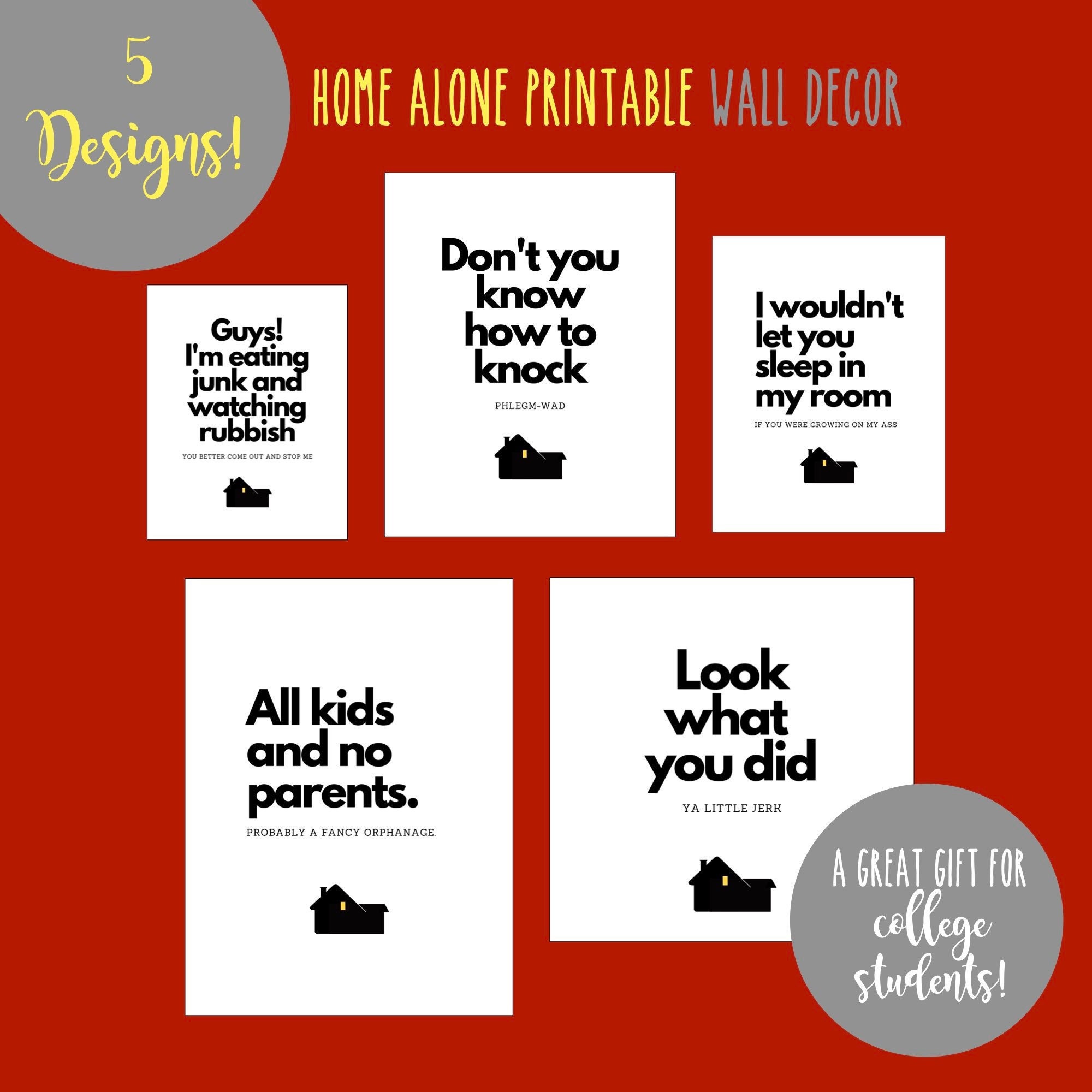 Home Alone Printable Digital Download | Party Decoration | Party Props ...