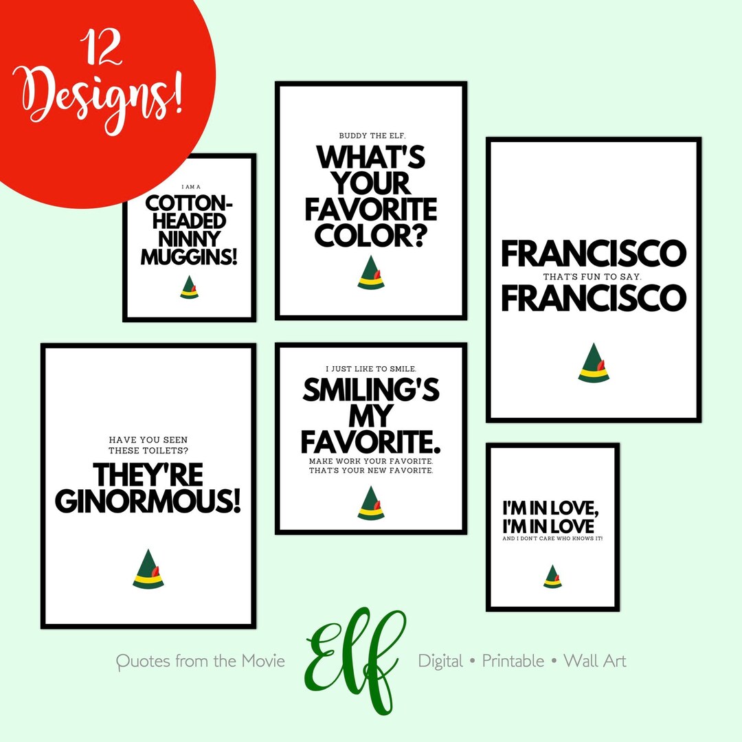 Elf Printable Wall Art Set Christmas Decor Minimalist Christmas Wall ...