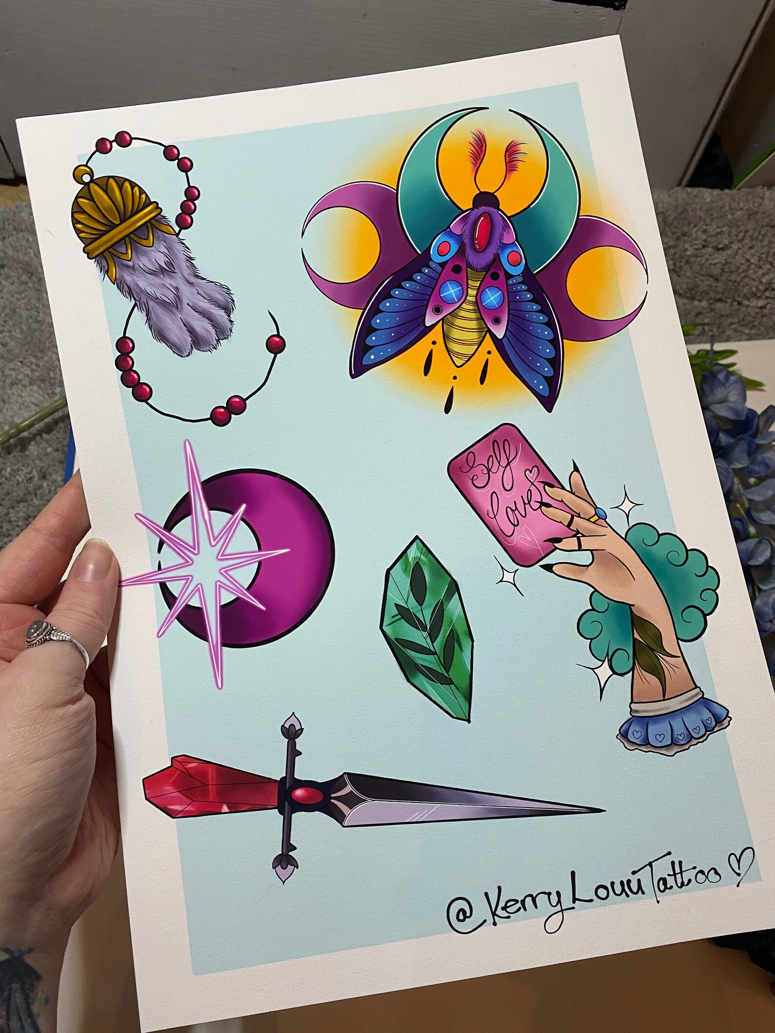 Witchy Tattoo Flash Sheet Print - Etsy