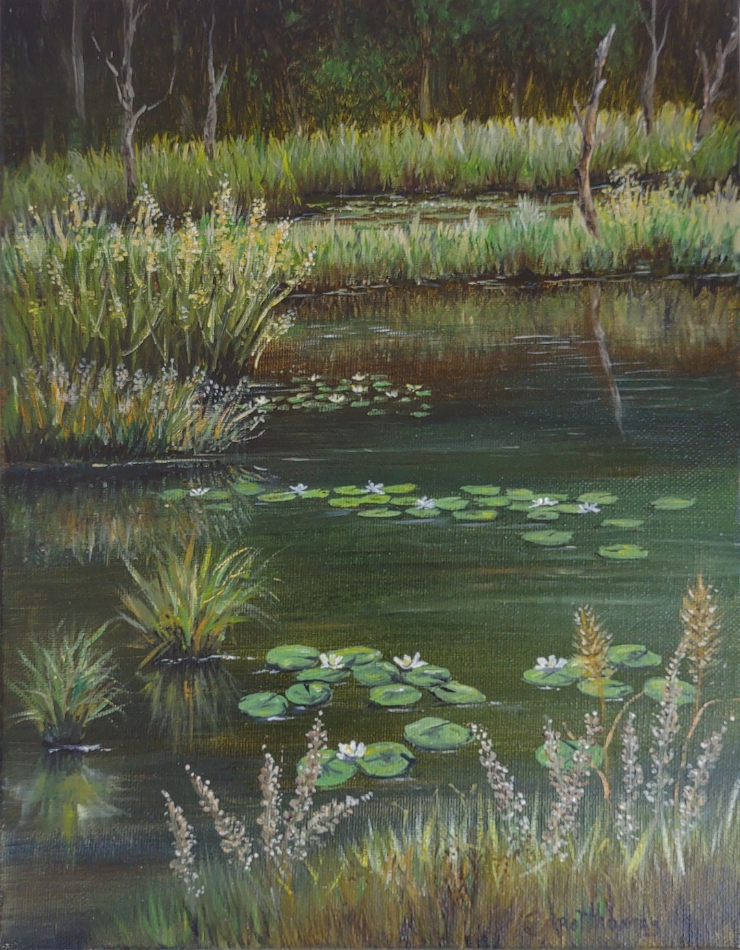 Original Oil Painting Marshland Painting Nature Art Wildlife Painting ...