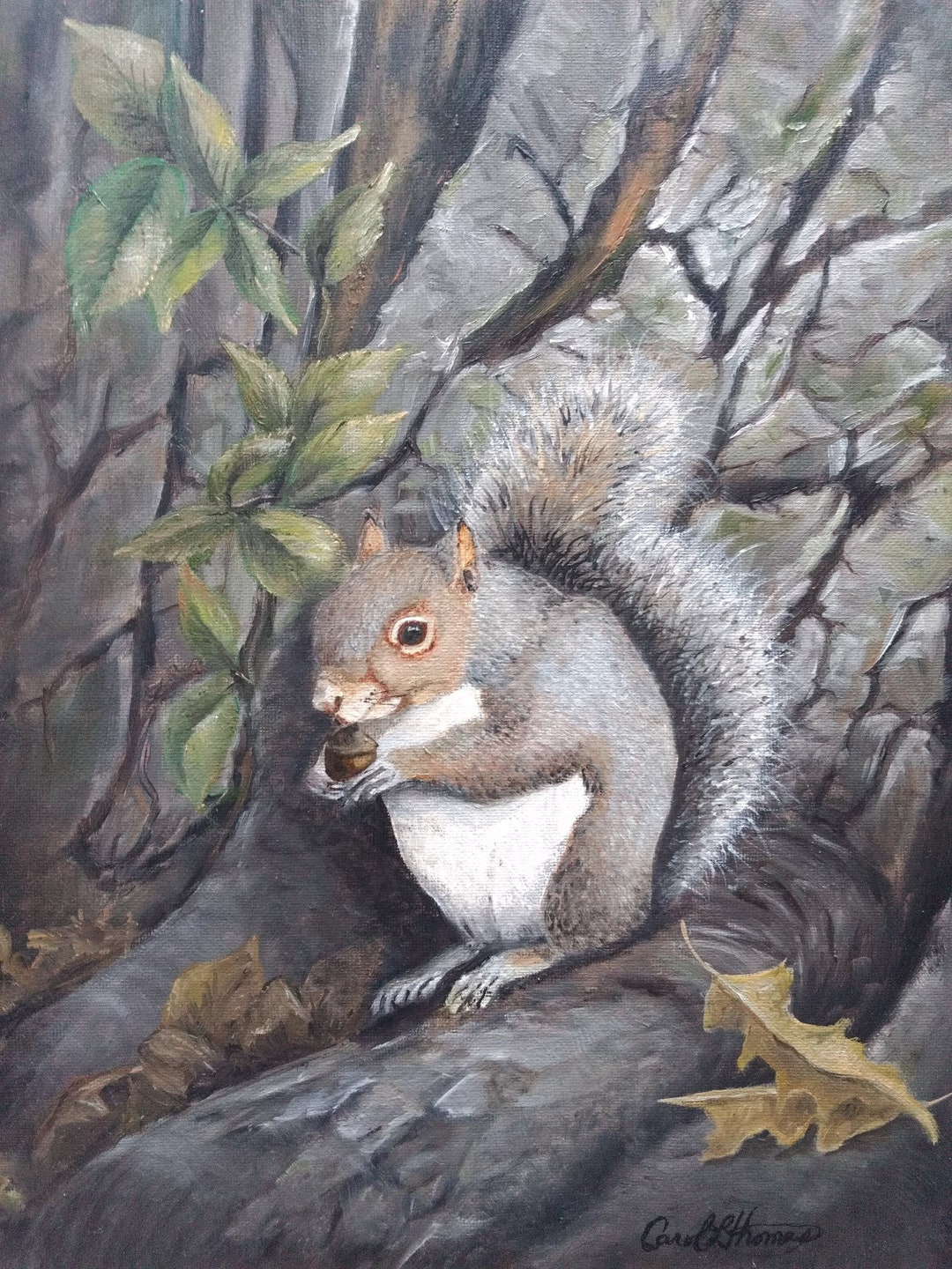 Original Squirrel Oil Painting, "nut Gathering" - Woodland Wildlife Art ...