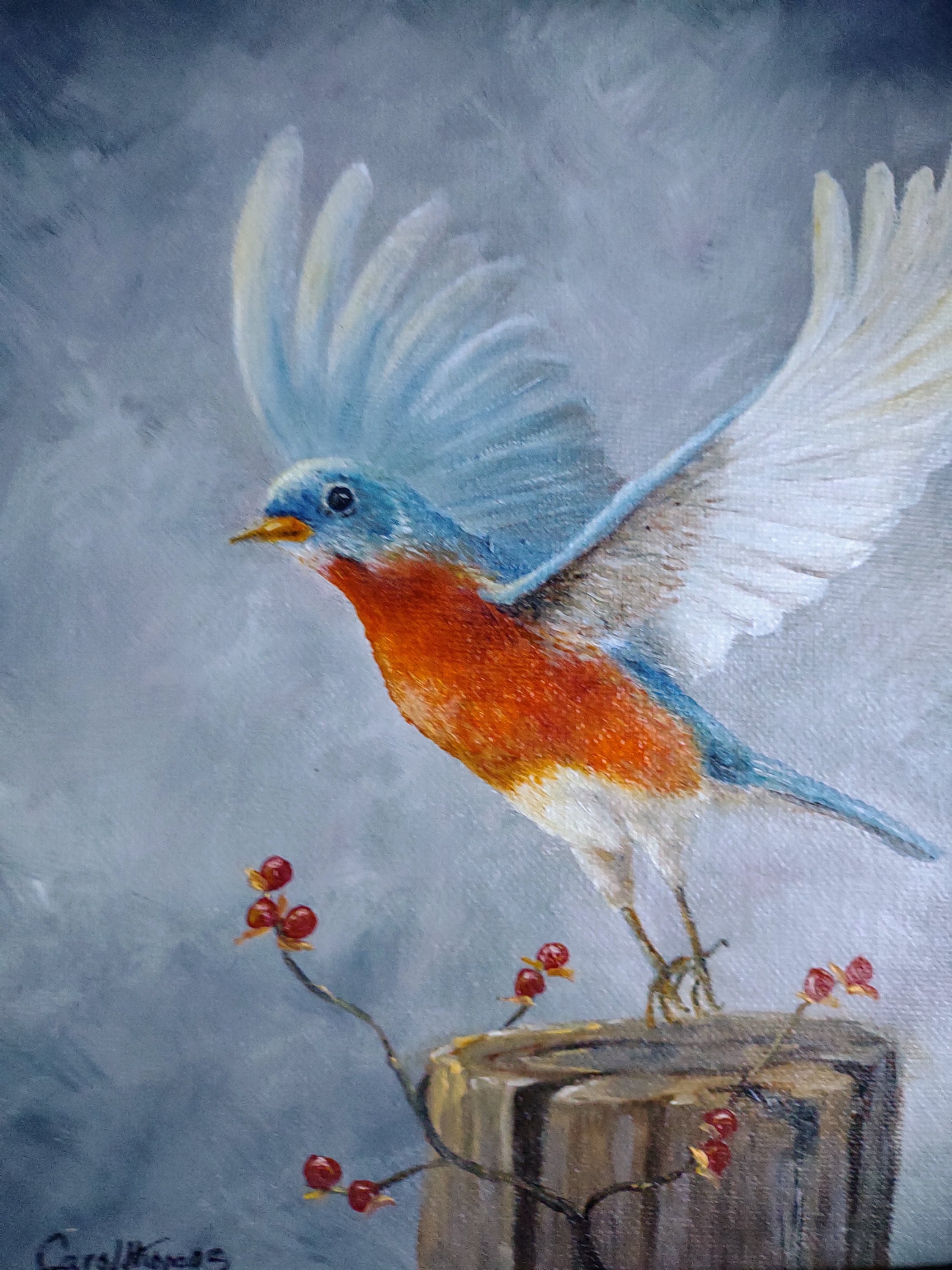 Original Framed Oil Painting Bluebird Painting Bird Lovers - Etsy