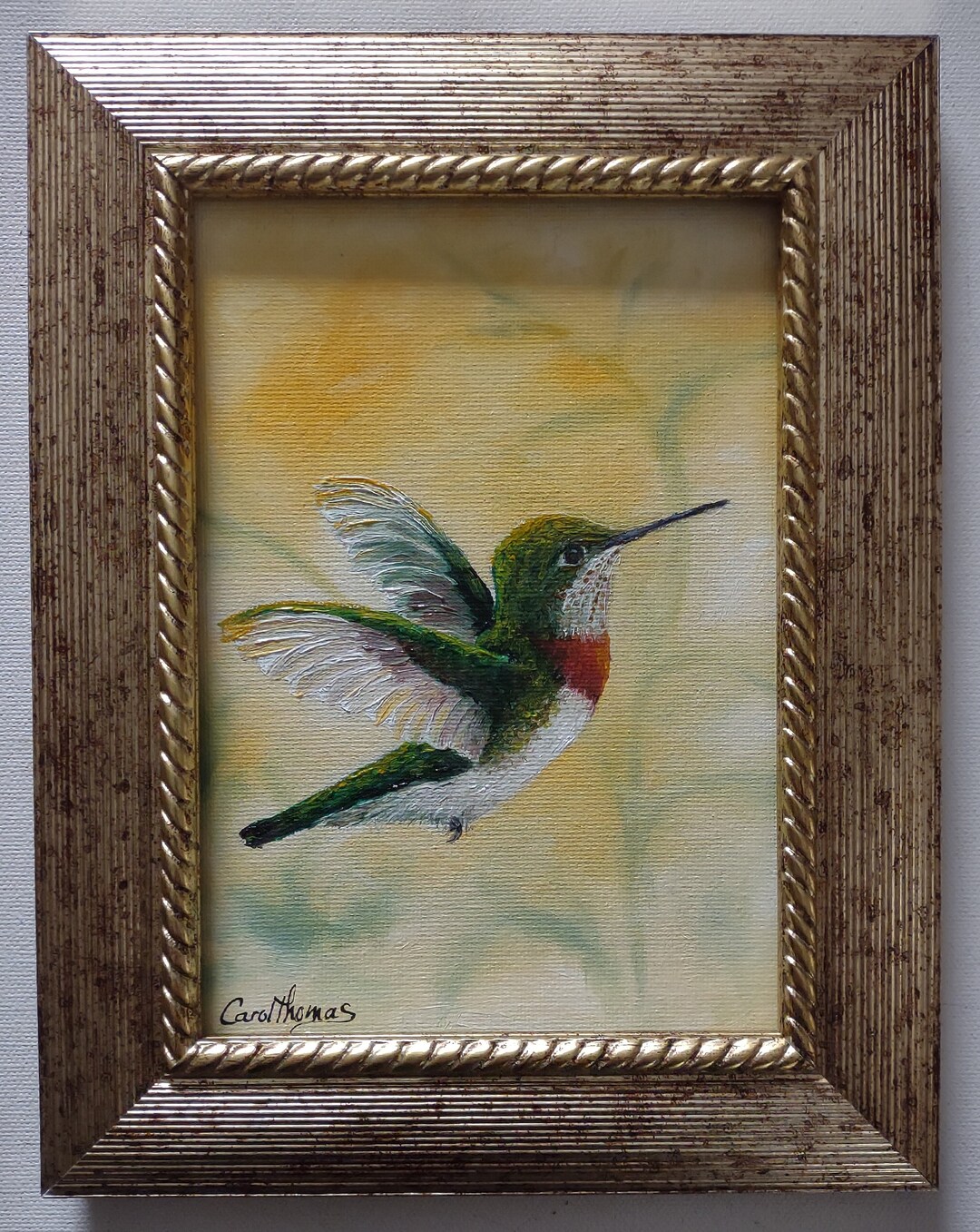 Original Hummingbird Oil Painting, Ruby Throated Hummingbird, Nature ...