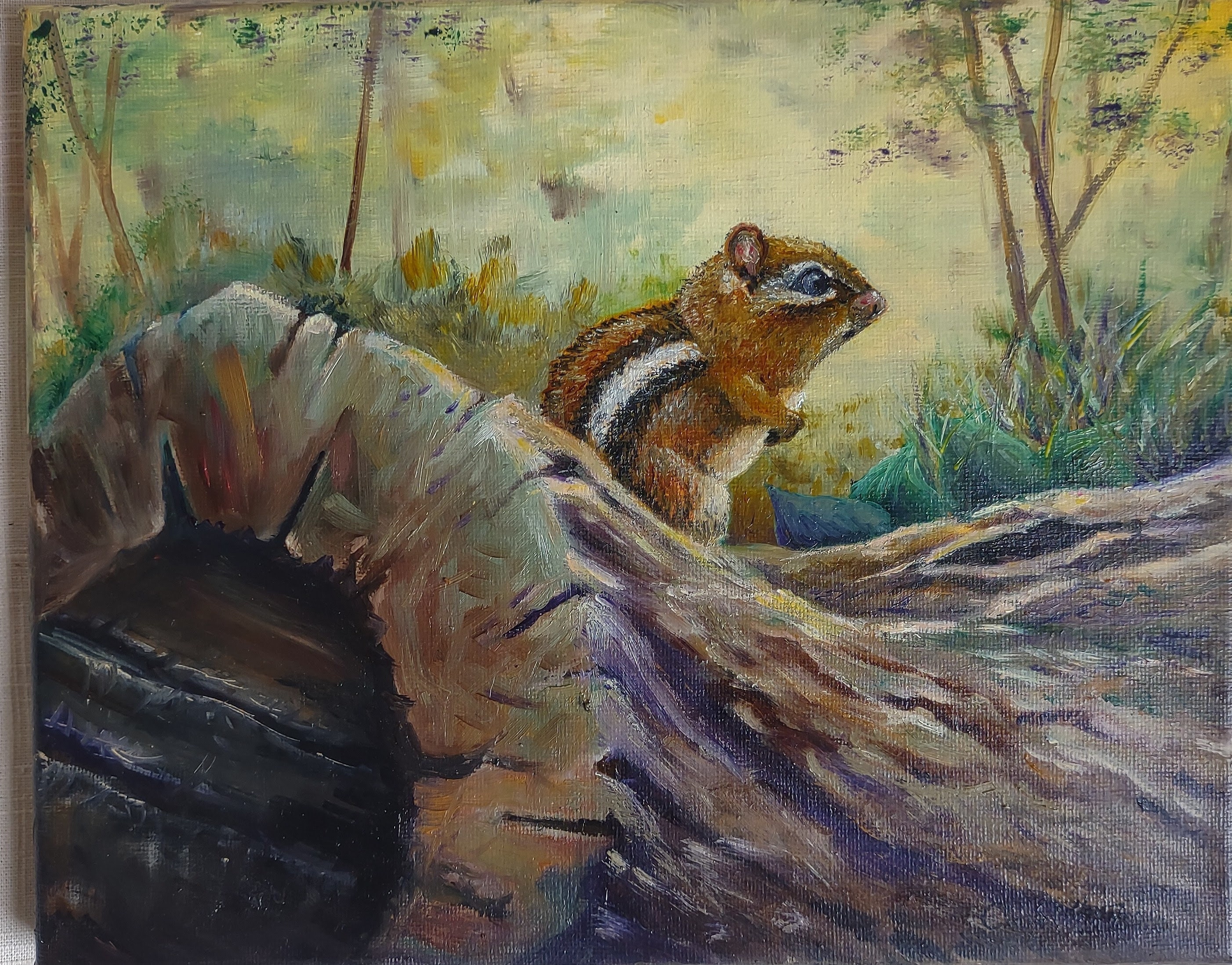Original Oil Painting Chipmunk Painting Woodland Art Animal - Etsy