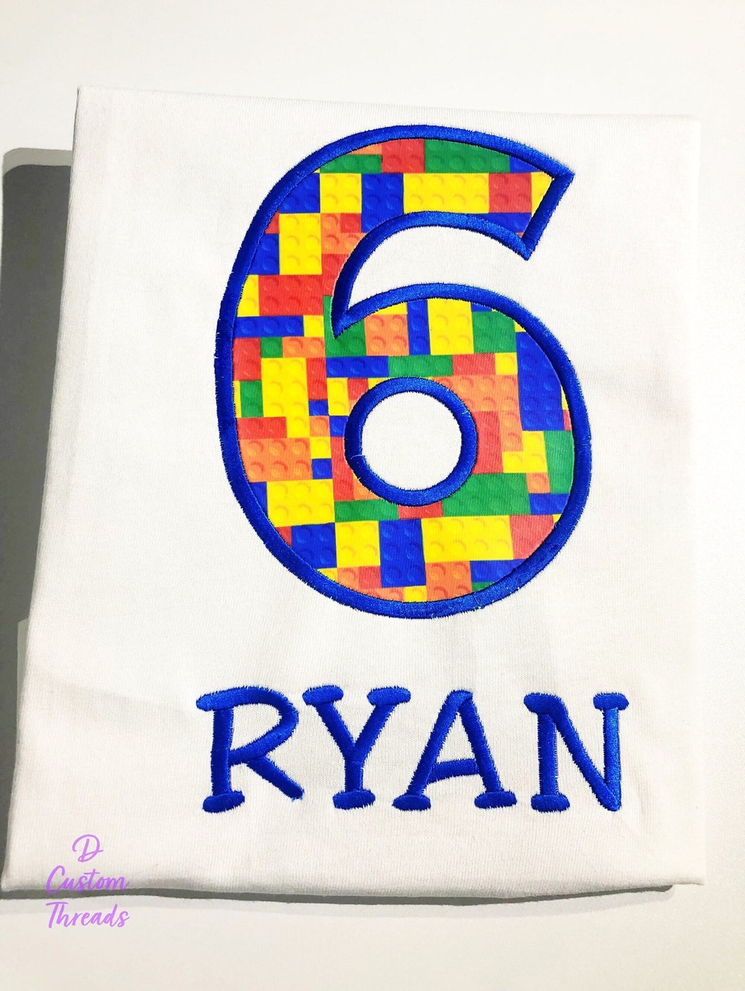 Blocks Birthday Shirt Embroidered 6th Birthday Shirt Personalized ...
