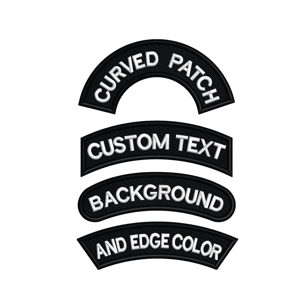 Curved Patch 3.5" - Iron on or Hook/loop - Custom Text, Color and ...