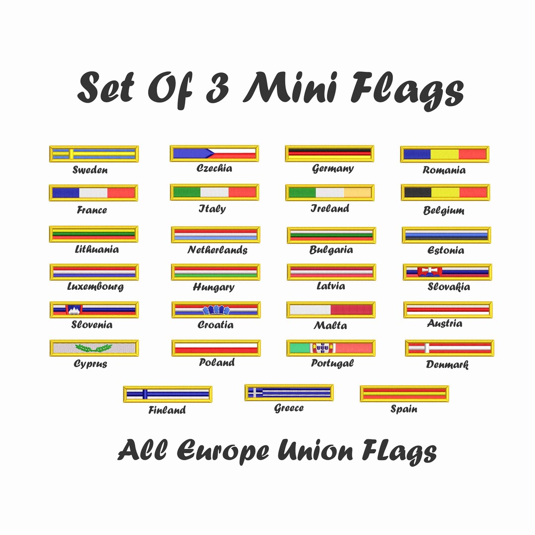 Set of 3 Mini European Union Flags - 100% Embroidered Patches - All ...