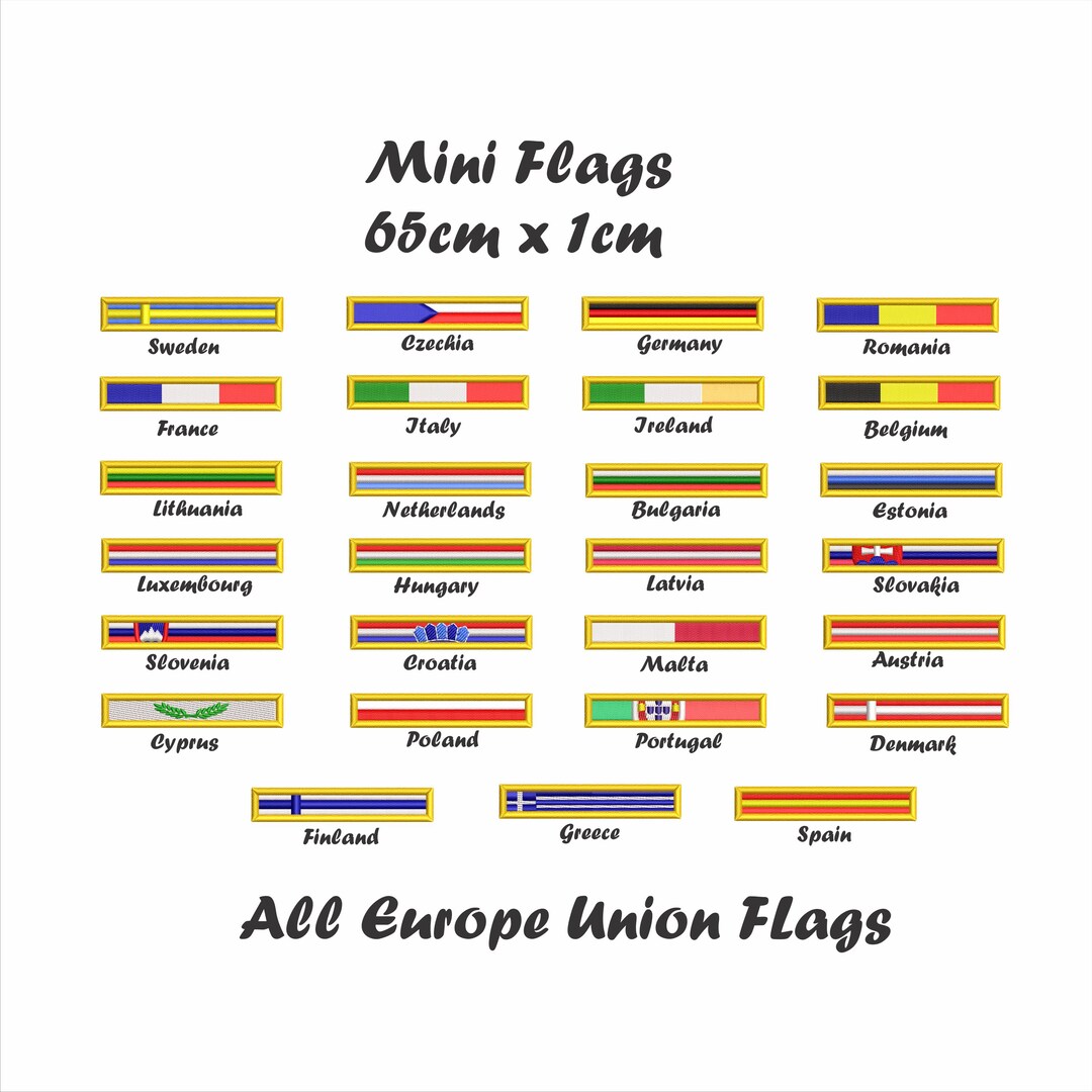Set of Mini European Union Flags - Embroidered Iron/sew on Patches - Etsy