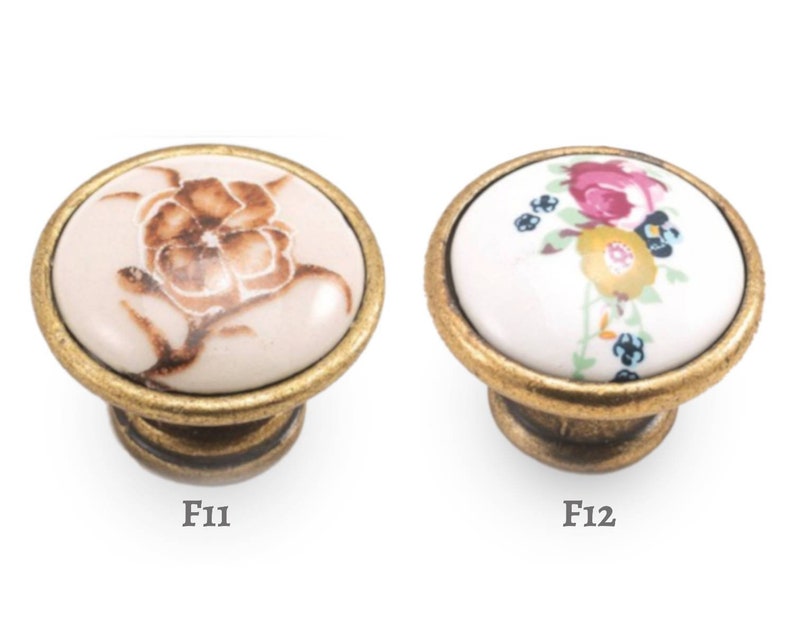 Floral Knobs Set 6 Porcelain Vintage Knobs Dresser Knob - Etsy