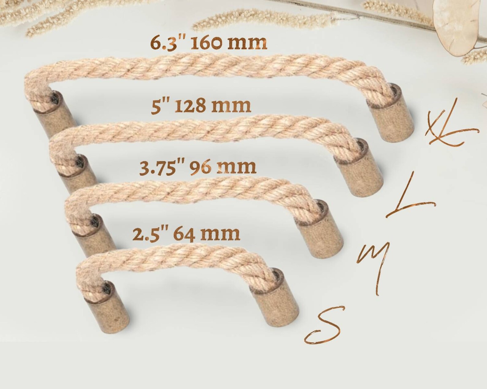 Rope Drawer Pulls 2.5 3 3.75 5 | Etsy