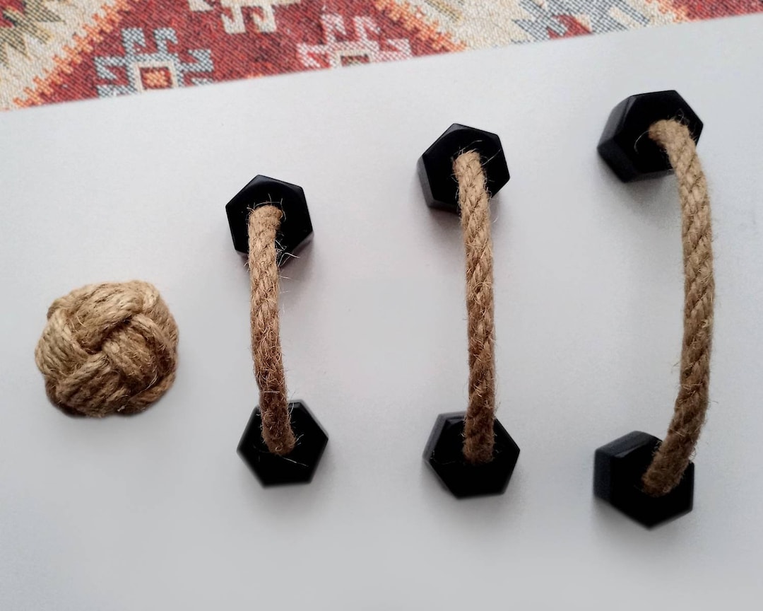 Rustic Rope Pulls, Natural Jute Rope Handles, Farmhouse Knobs and Pulls ...
