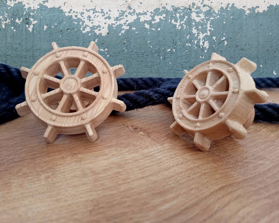 Nautical Knobs Wood Rudder Knobs, Nursery Knobs, Unfinished Wood Knobs, Beach Knobs, Unique ...