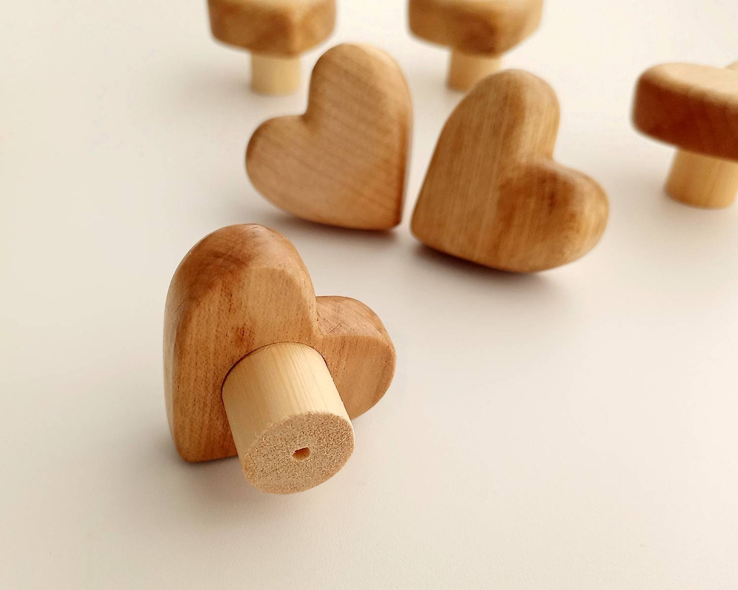 Wood Drawer Knobs Heart Knobs Boho Drawer Knobs Natural Knobs - Etsy