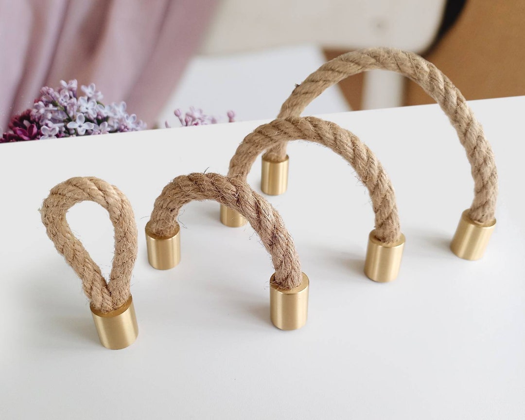 Brass Rope Drawer Pulls, Rope Pulls, Boho Drawer Pulls, Scandinavian ...