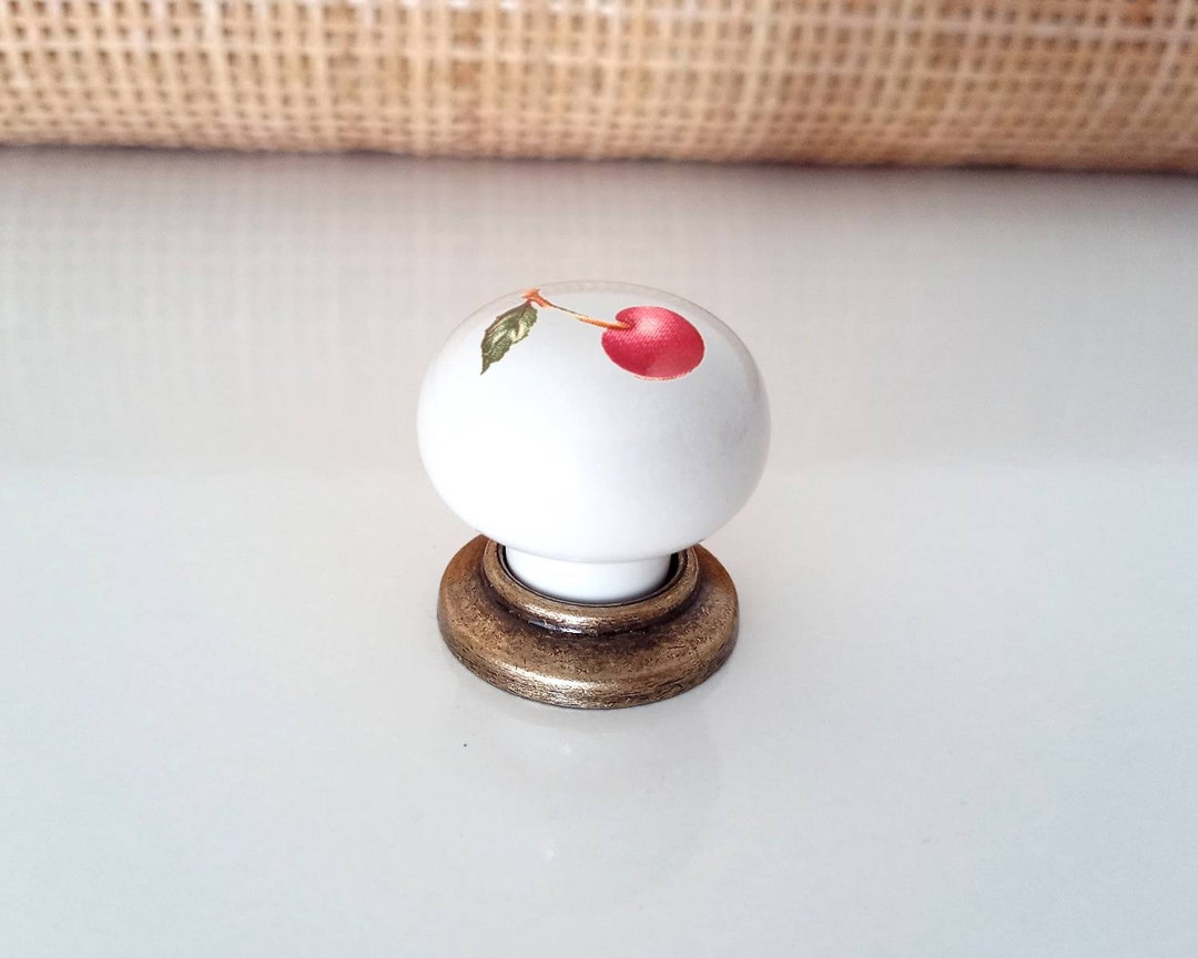 Fruit Knobs Cherry Knob Porcelain Knobs Vintage Style Fruit Drawer ...