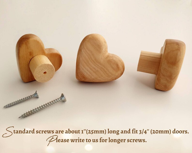 Wood Drawer Knobs Heart Knobs Boho Drawer Knobs Natural Knobs - Etsy