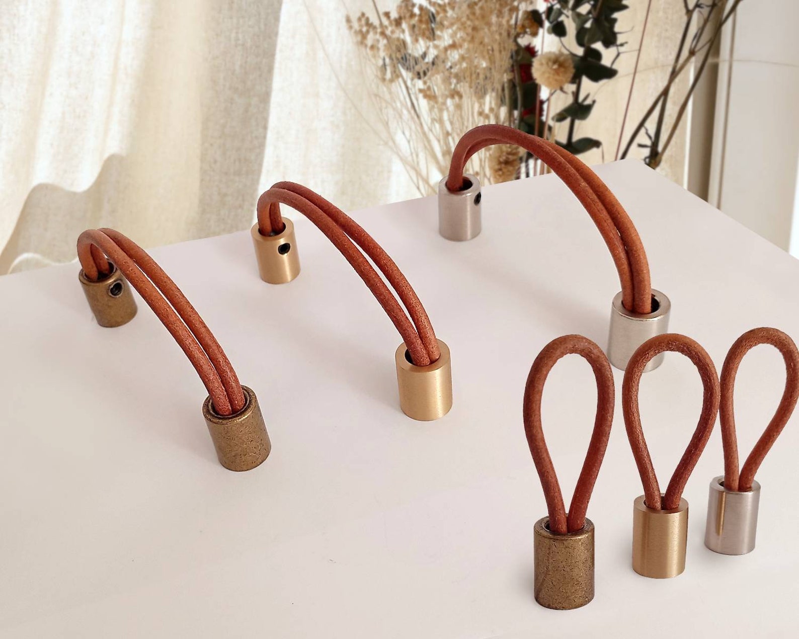 Leather Drawer Pulls 2.5 3 3.75 5 64 - Etsy