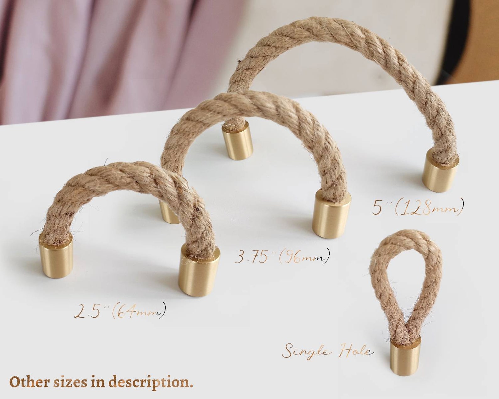 Brass Rope Drawer Pulls Rope Pulls Boho Drawer Pulls - Etsy