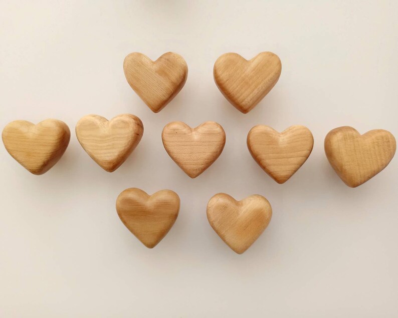 Wood Drawer Knobs Heart Knobs Boho Drawer Knobs Natural Knobs - Etsy