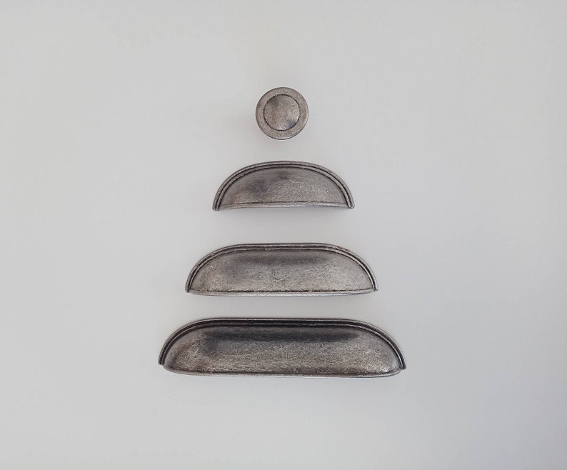 Antique Silver Cup Pull: Rustic Farmhouse Cabinet Hardware - Etsy