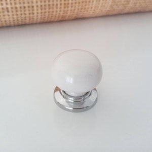 White Drawer Knobs and Pulls 3.75" 5" 6.3" 7.5" Chrome and White ...