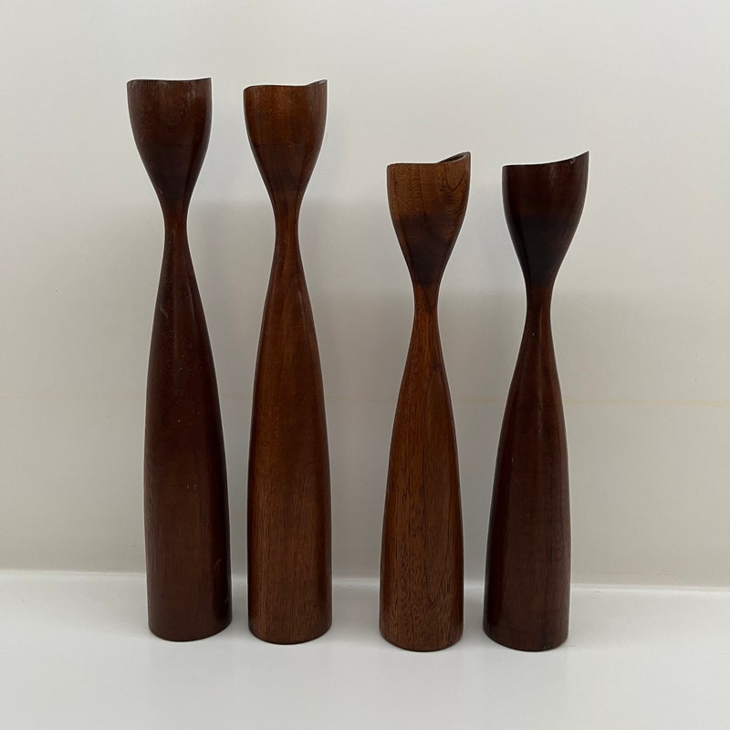 Teak Candlesticks - Etsy