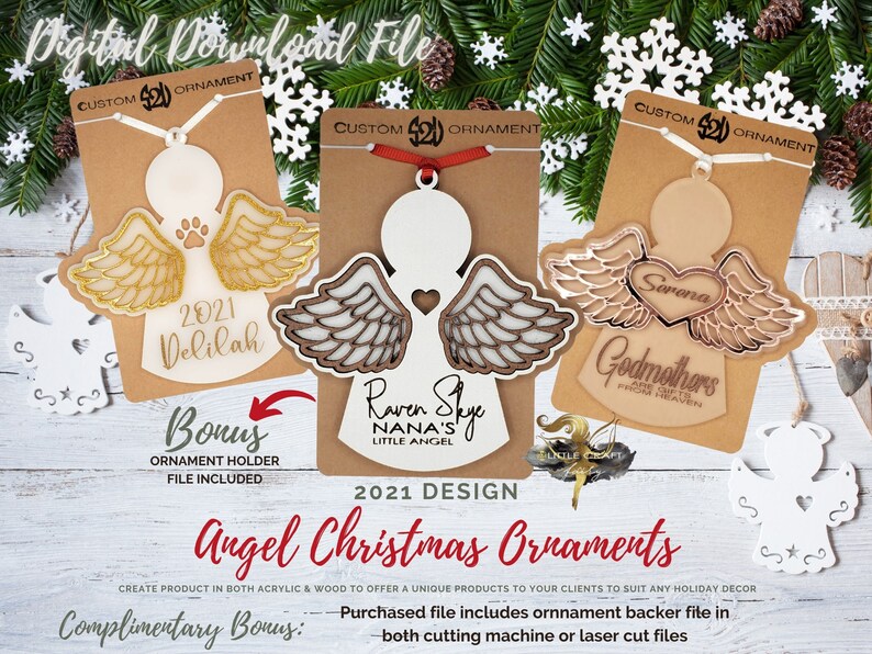 GLOWFORGE Digital Download Custom Angel Christmas Ornament - Etsy