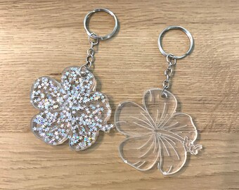 Resin Hibiscus Keychain - Etsy