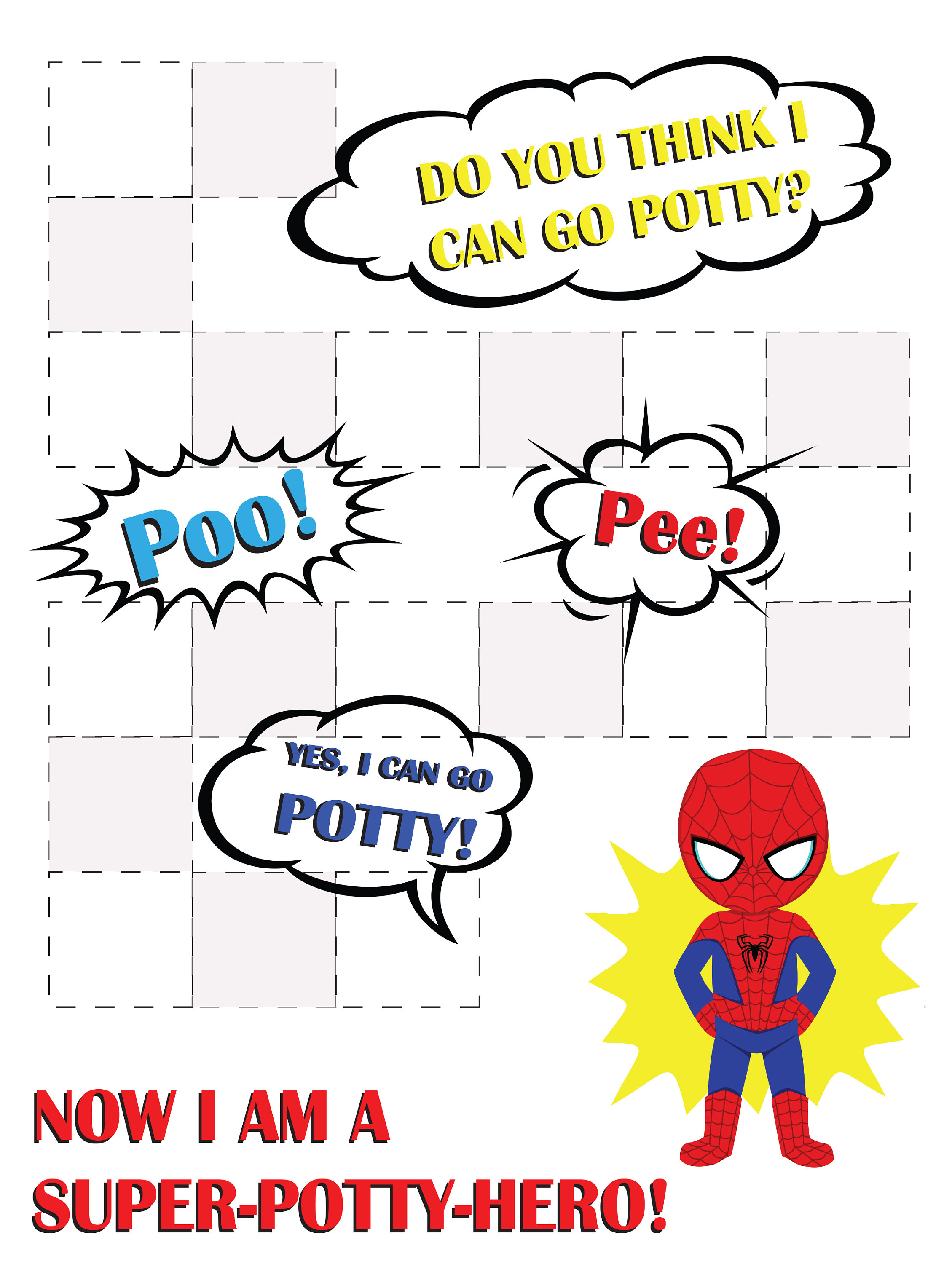 Potty Training Chart Superhero Boys Sticker Chart Learn - Etsy