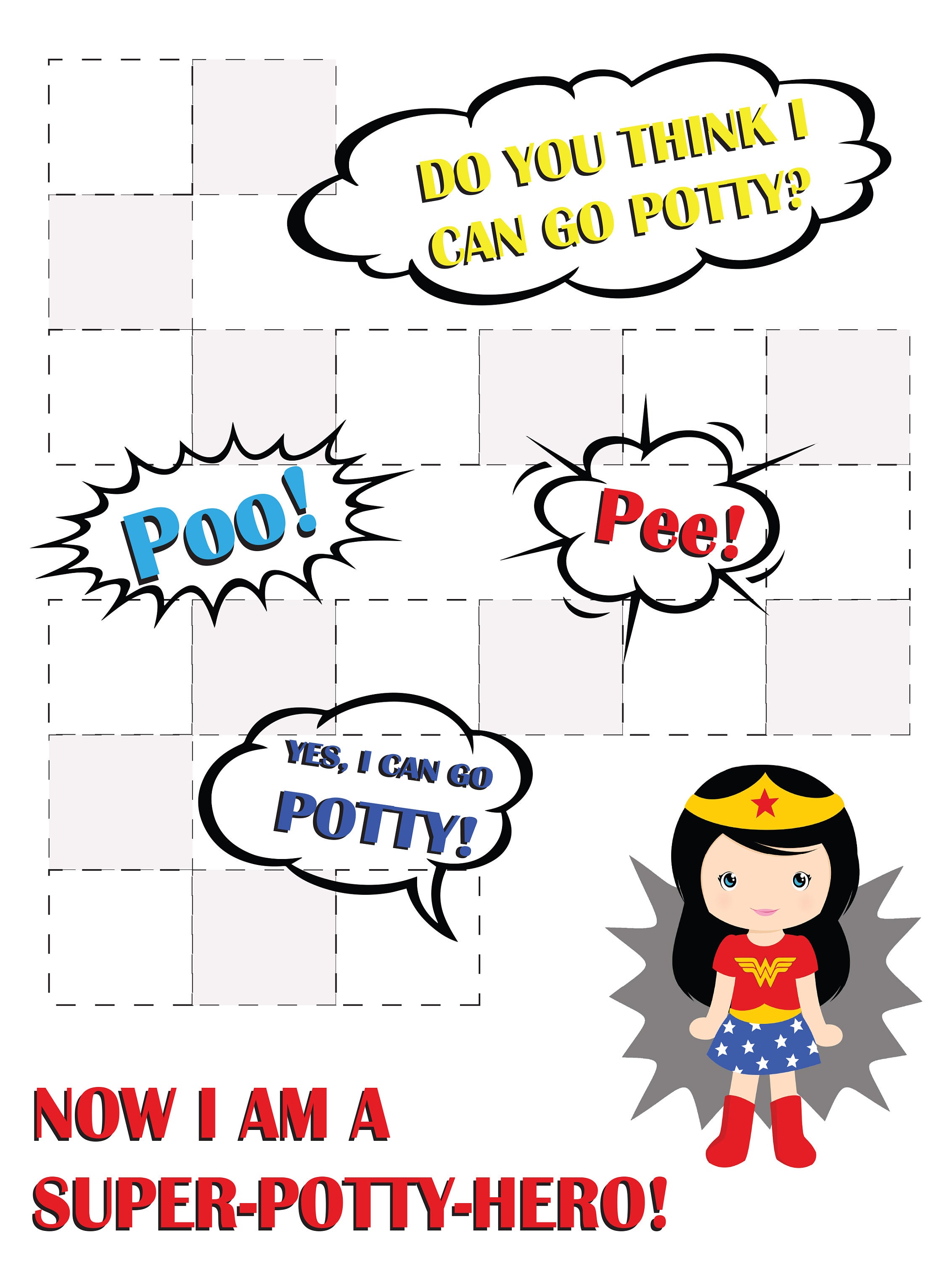 Potty Training Chart Superhero Girls Sticker Chart Learn - Etsy
