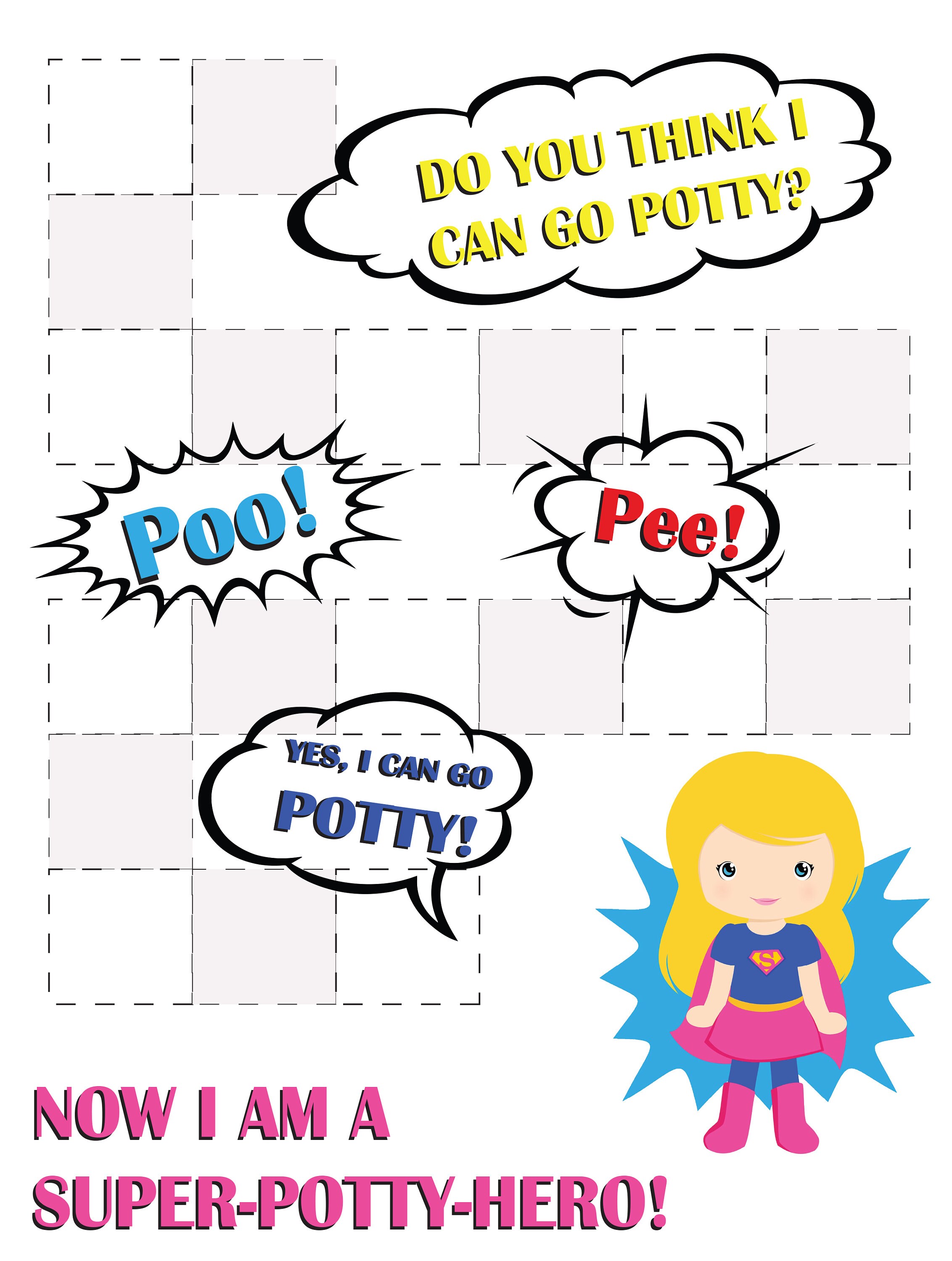 Potty Training Chart Superhero Girls Sticker Chart Learn - Etsy