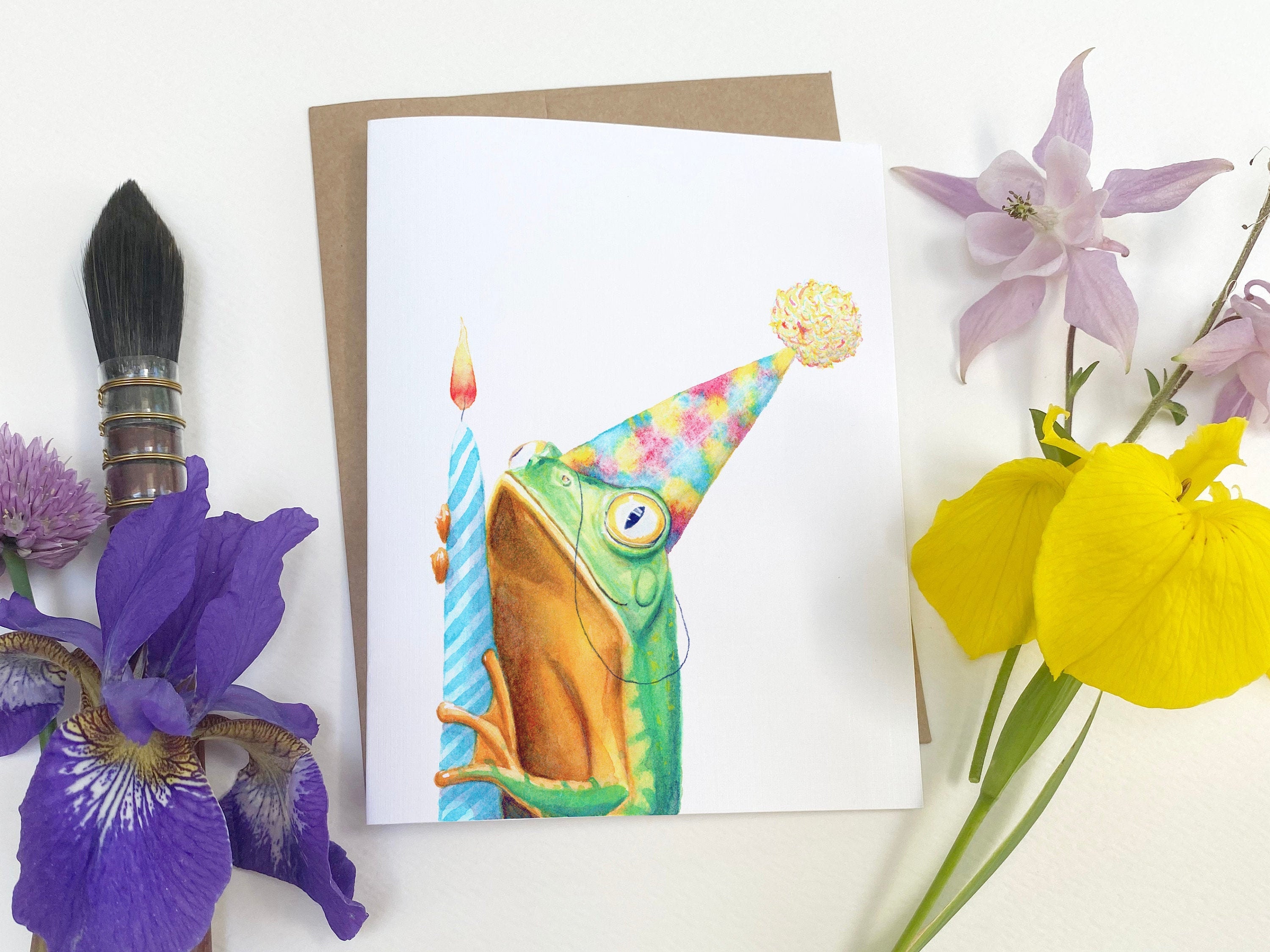 Süße Geburtstag Frosch Karte - "Wishing Frog", Brogna Kunst Fine Art ...