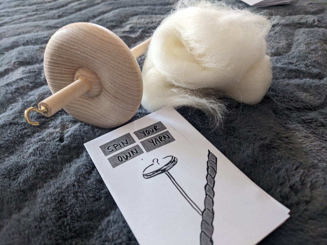 Wood Drop Spindle Spinning Kit - Etsy