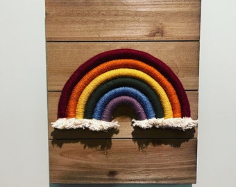 Tall Rainbow Macrame Outline / Wooden Rainbow Shape / Macrame / Nursery ...