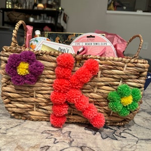 Colorful Puff Personalized Wicker Gift Basket - Etsy