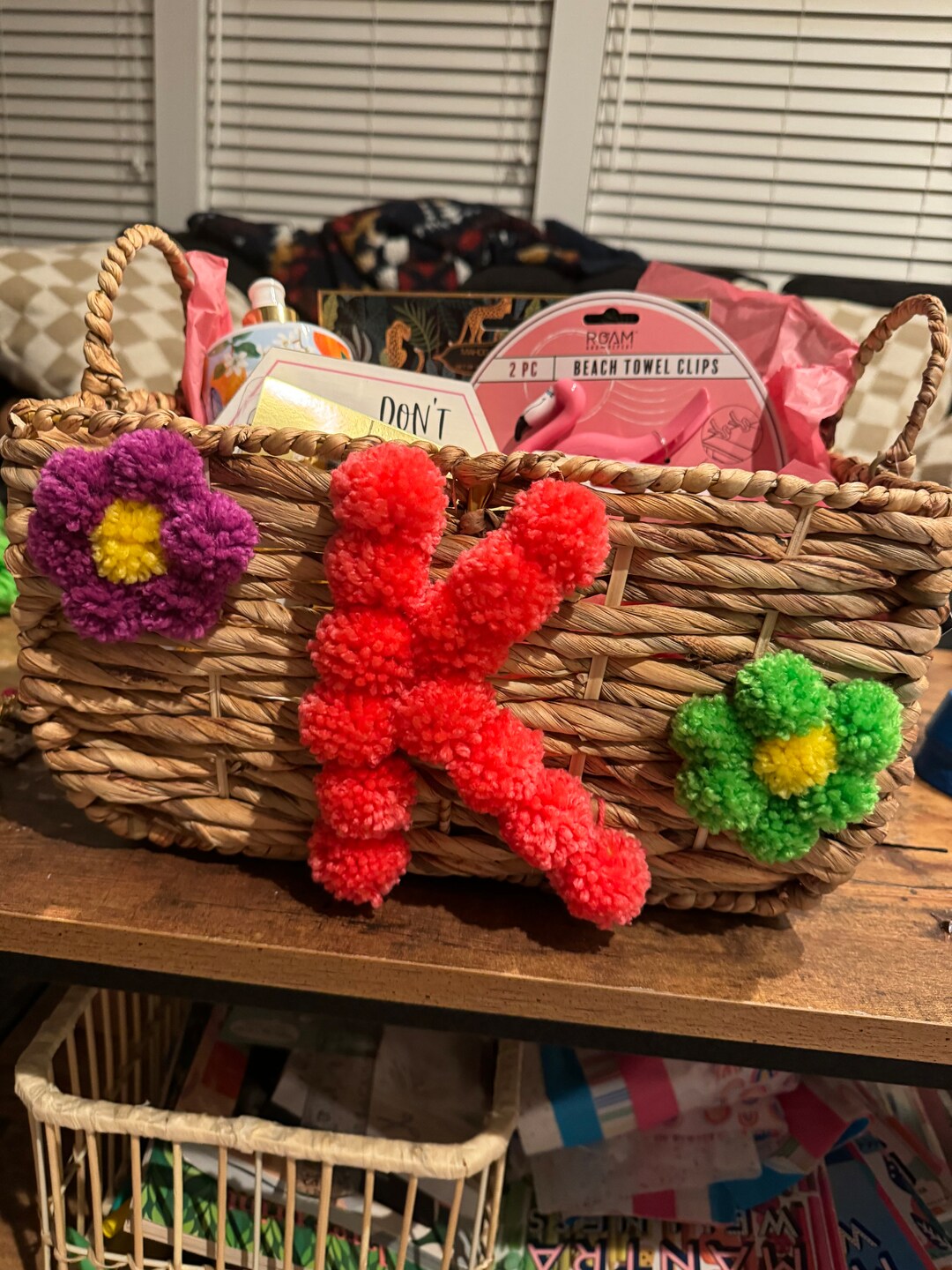 Colorful Puff Personalized Wicker Gift Basket - Etsy