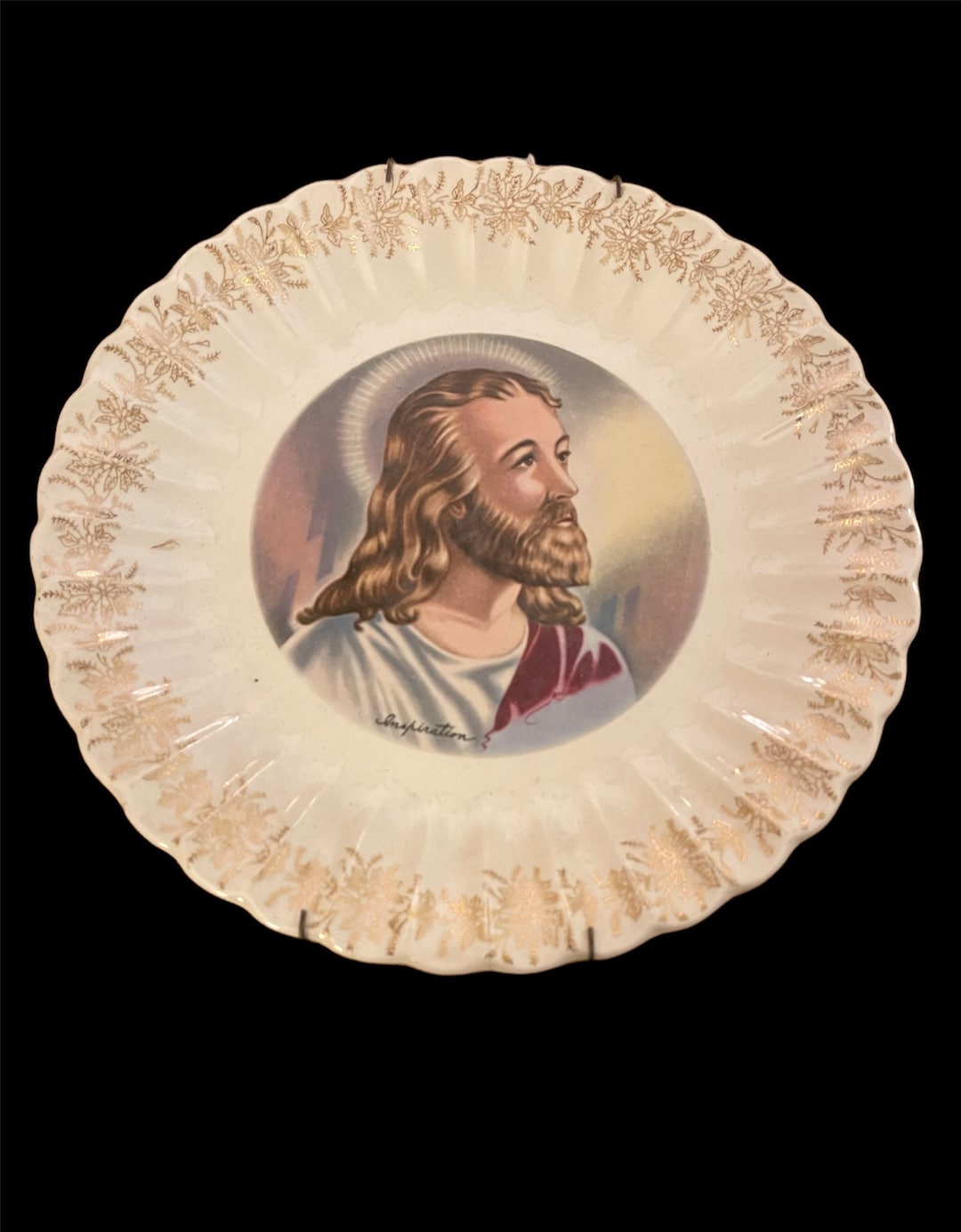 Vintage First Edition Jesus Plate by Sanders 23 Karet Gold Trim - Etsy