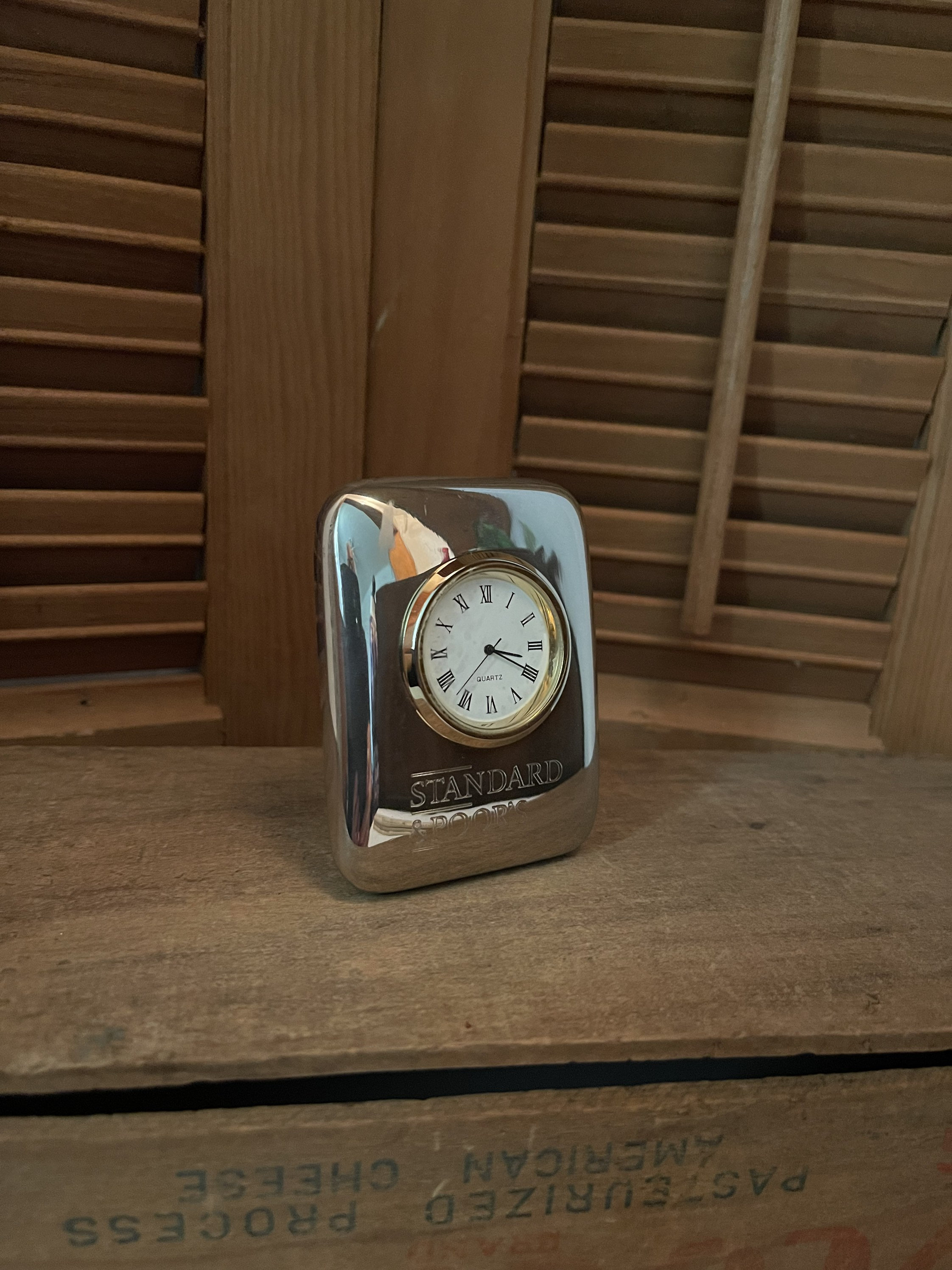 Vintage Silver Paperweight Clock - Etsy