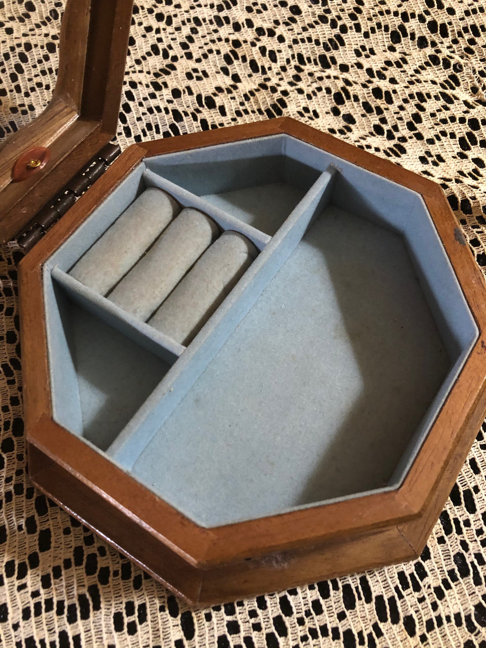Vintage Wood Jewelry Box Octagon Shape - Etsy UK