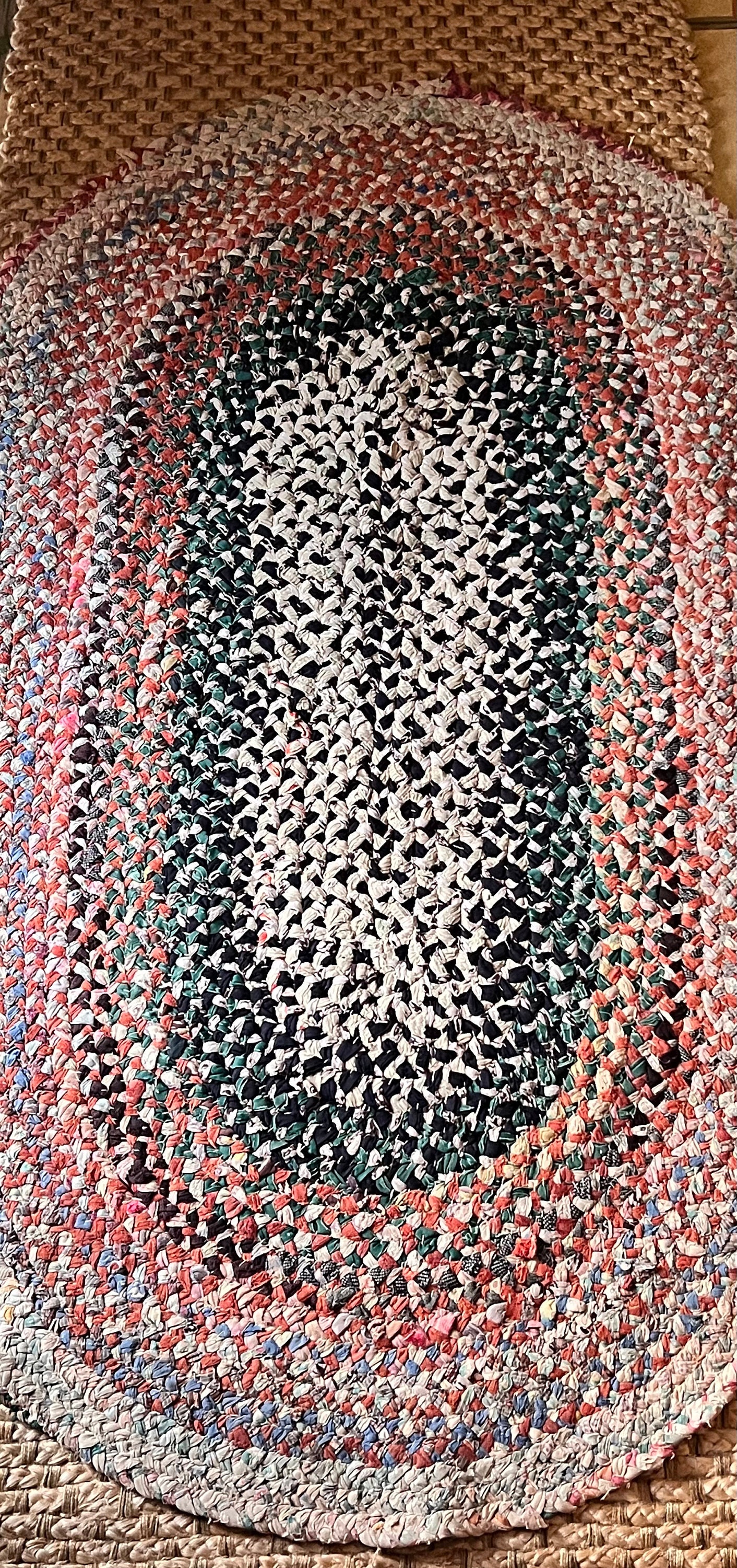 Antique Handcrafted Large Oval Braided Rag Throw Rug / Cottage Home ...